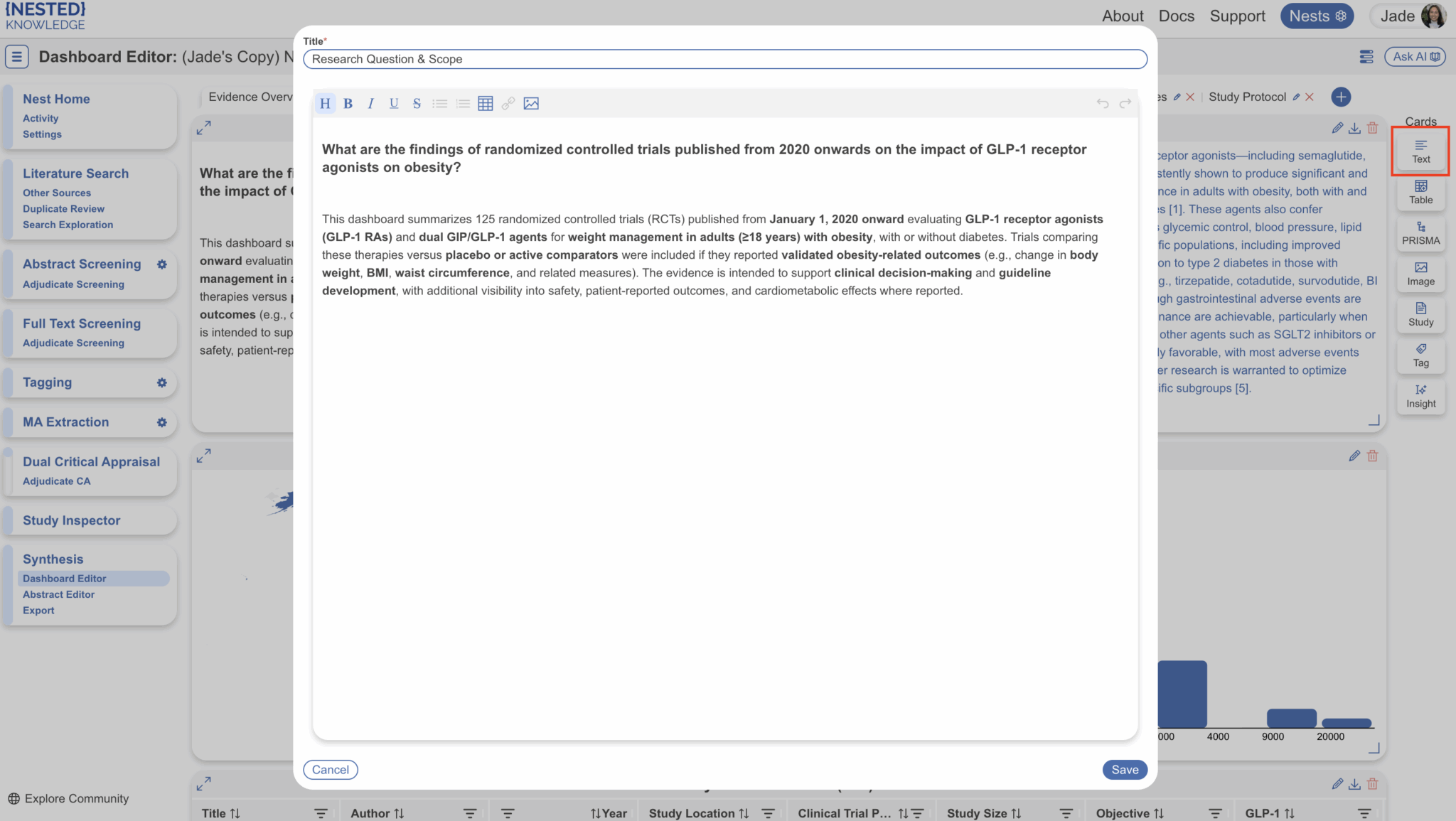 Dashboard Editor – Nested Knowledge