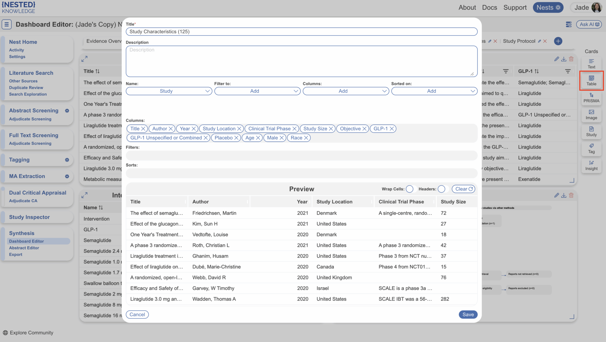 Dashboard Editor – Nested Knowledge