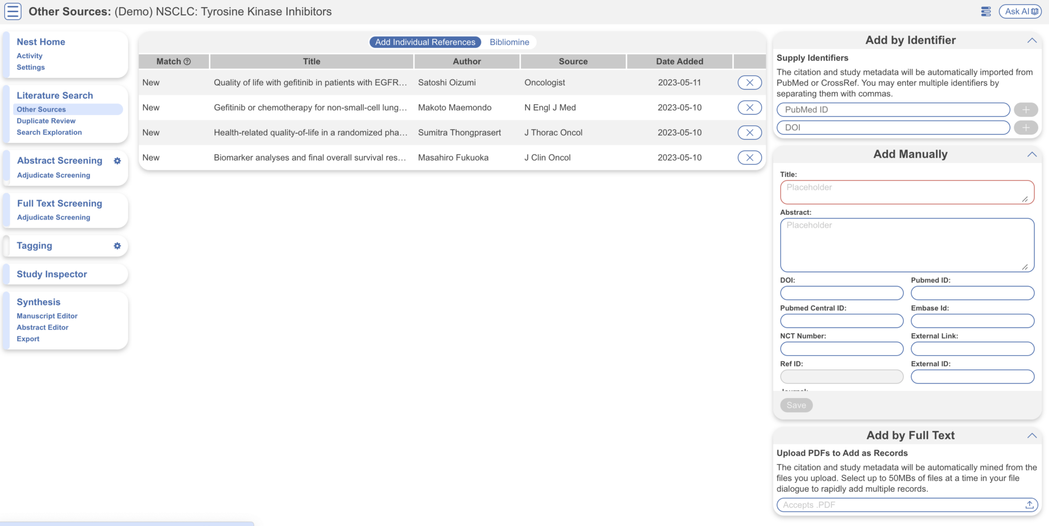 HTA Demo Walkthrough: TKIs for NSCLC – Nested Knowledge