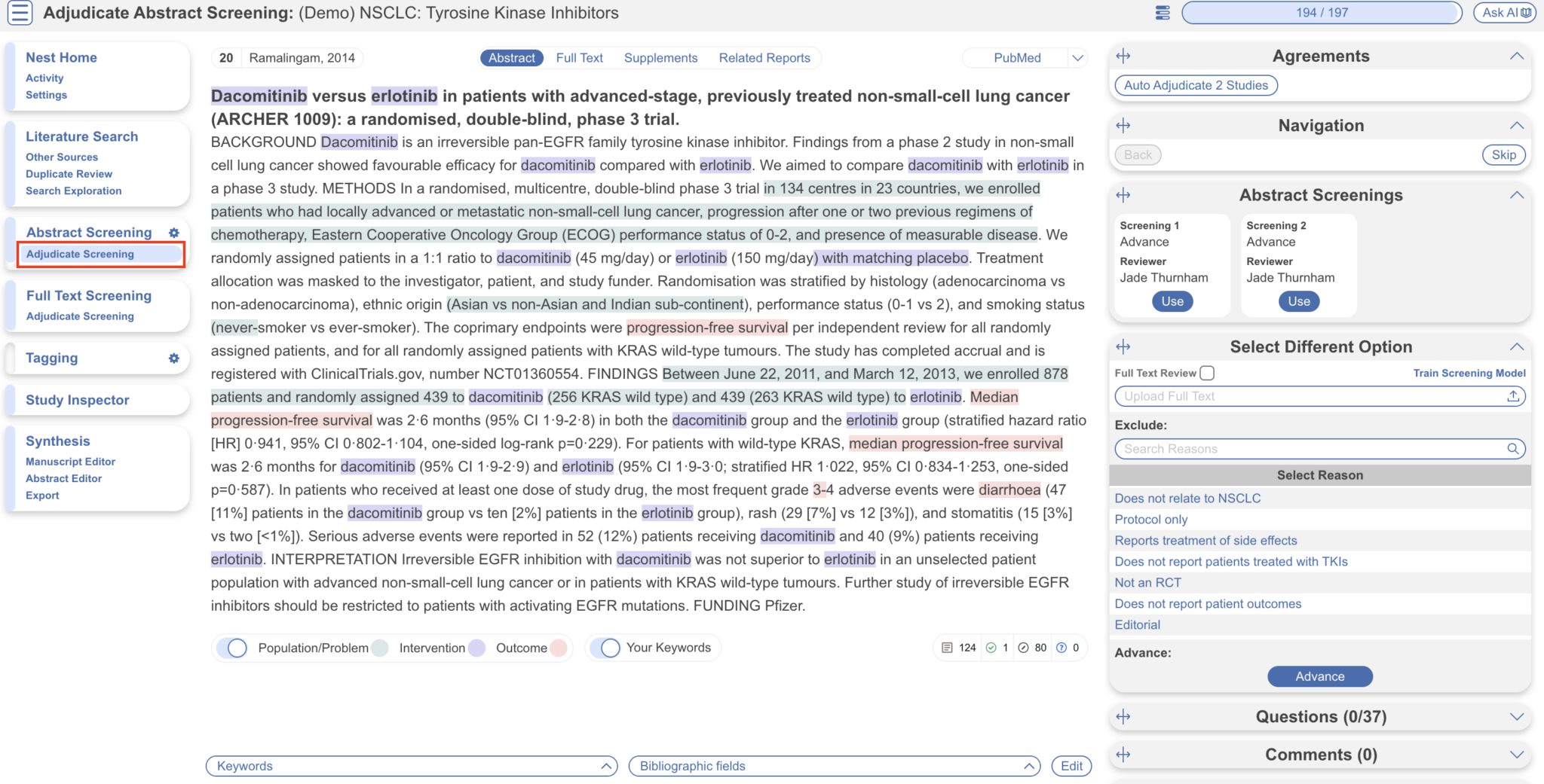HTA Demo Walkthrough: TKIs for NSCLC – Nested Knowledge