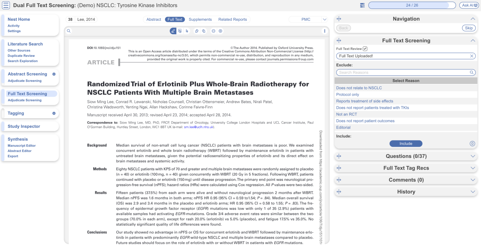 HTA Demo Walkthrough: TKIs for NSCLC – Nested Knowledge
