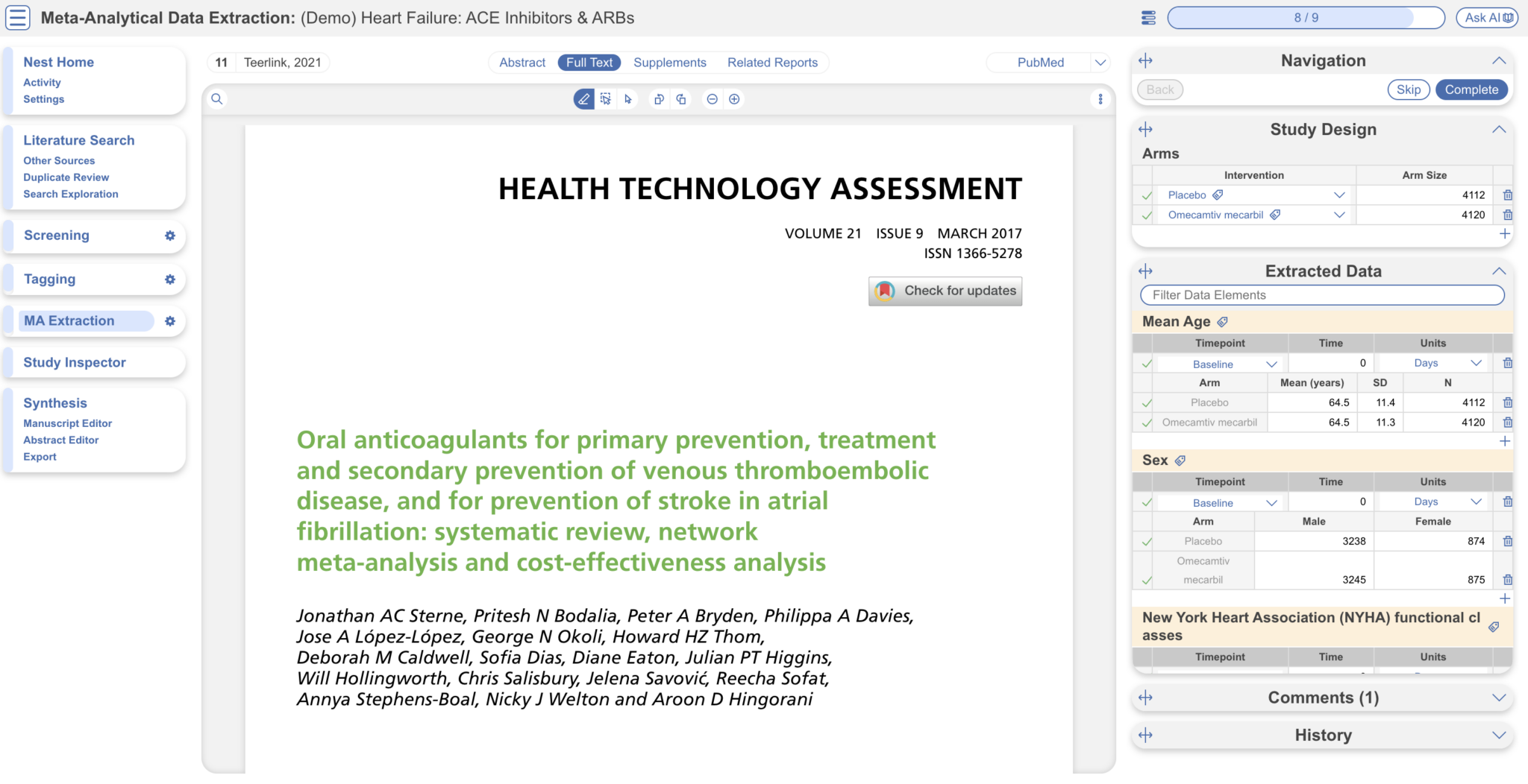 Demo Walkthrough: ACE Inhibitors & ARBs for Heart Failure – Nested Knowledge