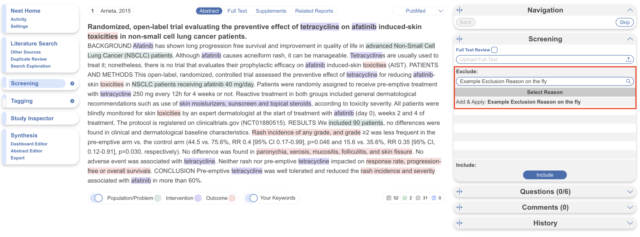 Configuring Screening – Nested Knowledge