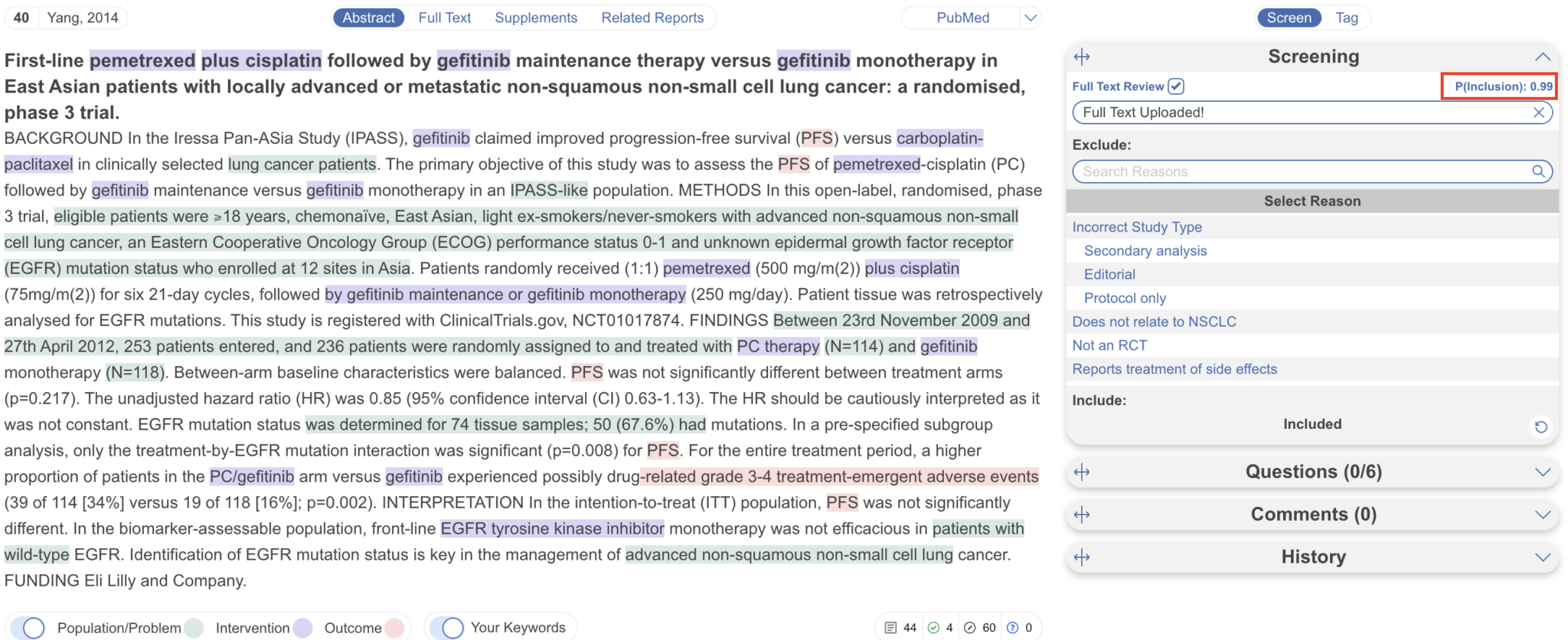 Using and Interpreting the Screening Model – Nested Knowledge