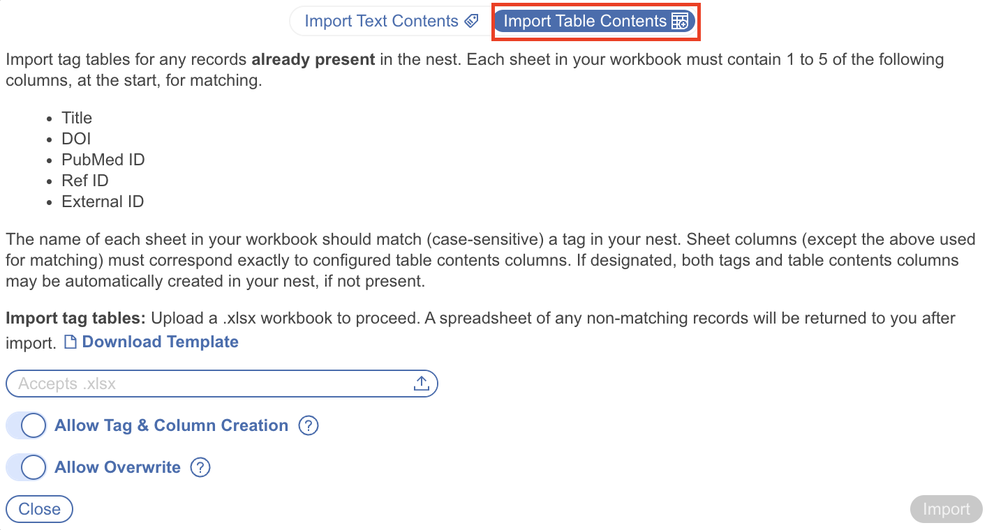 Import Existing Tags – Nested Knowledge