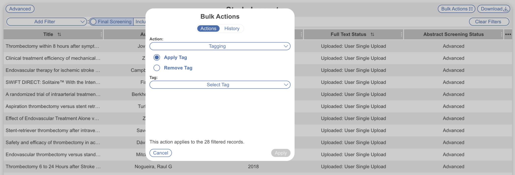 Bulk Actions – Nested Knowledge