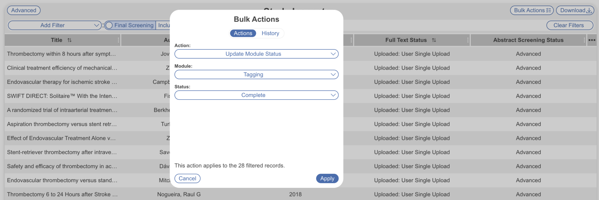 Bulk Actions – Nested Knowledge