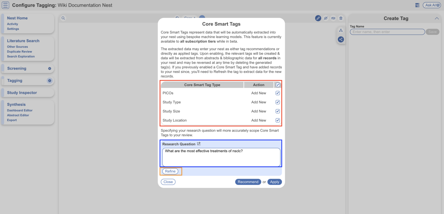 Core Smart Tags – Nested Knowledge