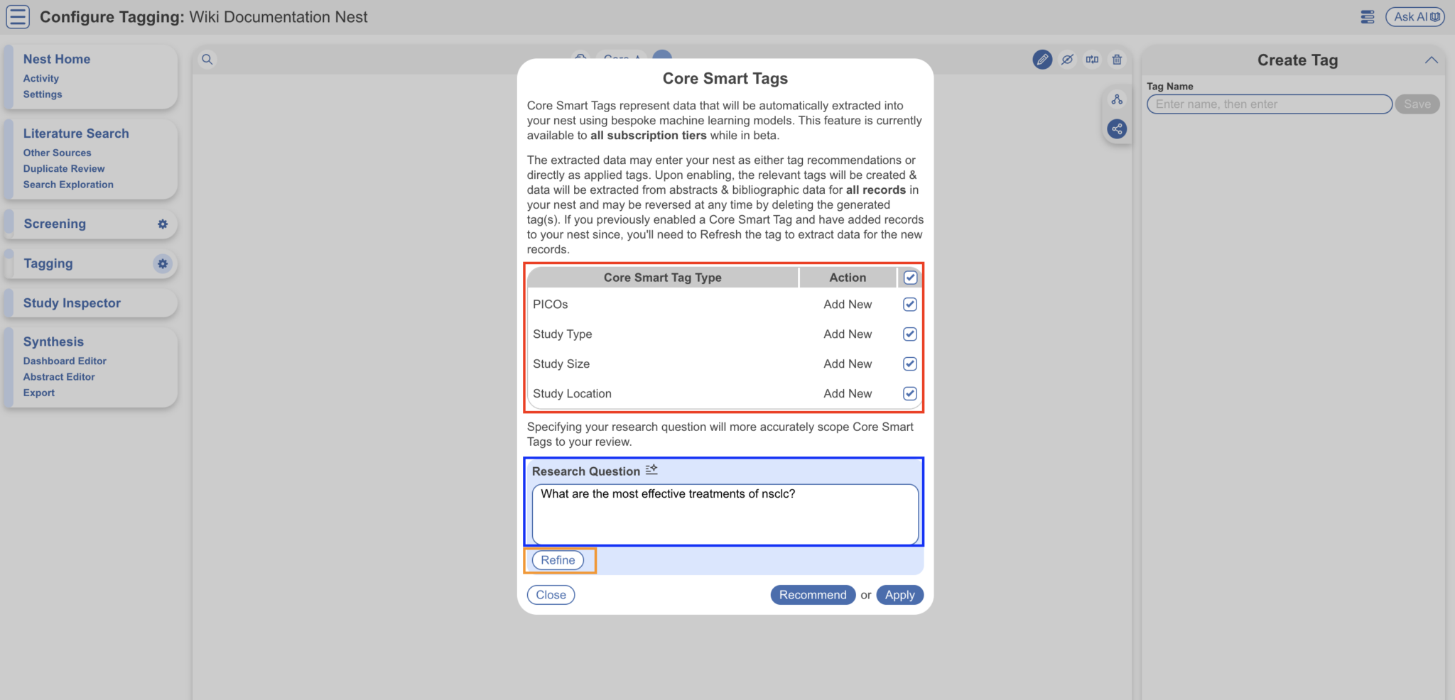 Core Smart Tags – Nested Knowledge