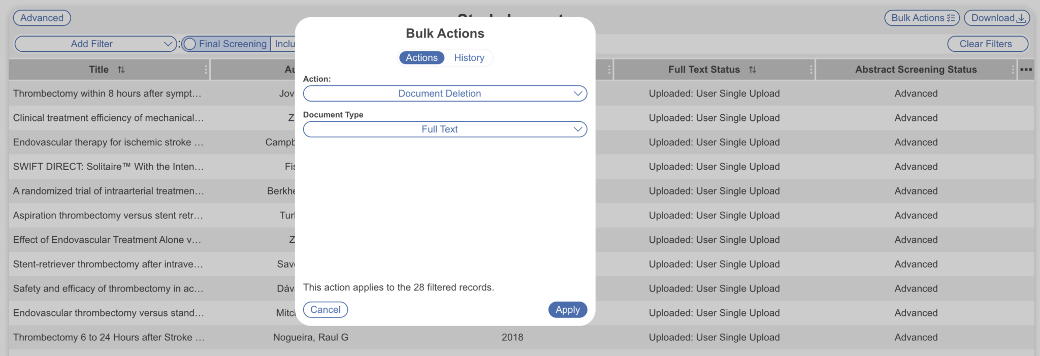 Bulk Actions – Nested Knowledge