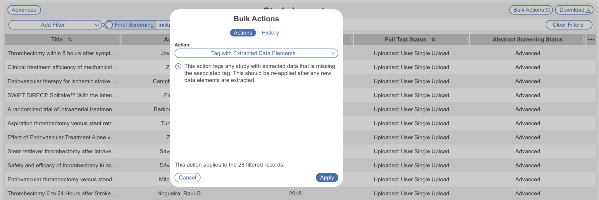 Bulk Actions – Nested Knowledge