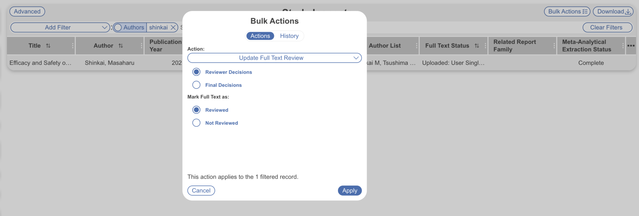 Bulk Actions – Nested Knowledge