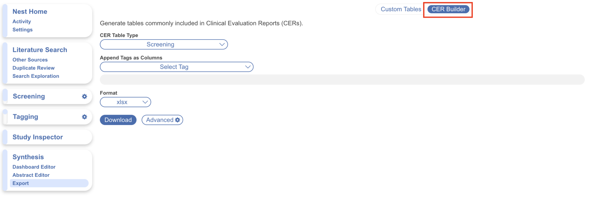 One-time Exports: Custom, CER, Smart Insights – Nested Knowledge