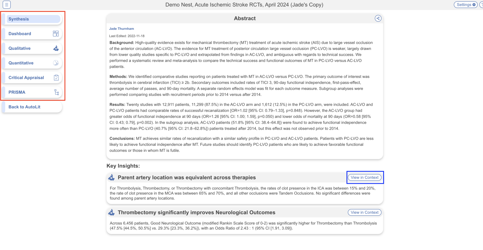 Synthesis – Nested Knowledge