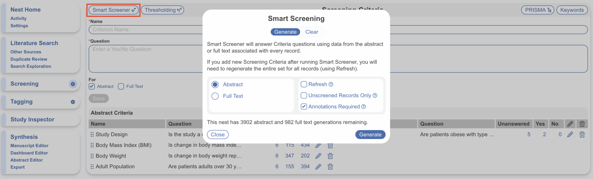 Criteria-Based Screening – Nested Knowledge